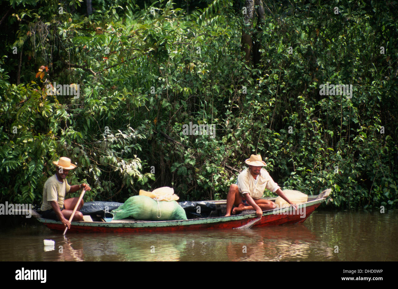 fishermen, tapajos river, santarem, state of para, amazon region ...