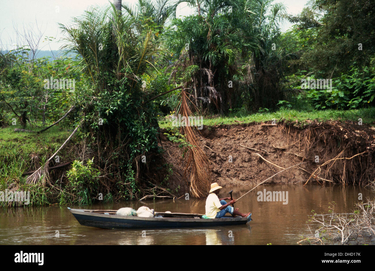 fisherman, tapajos river, santarem, state of para, amazon region ...