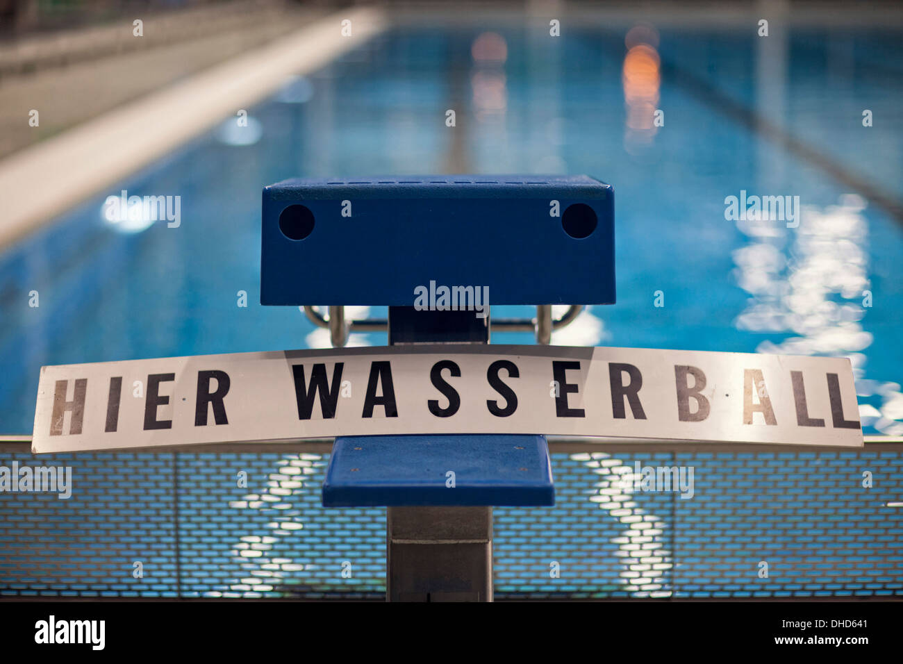 Water polo sign at indoor swimming pool Stock Photo - Alamy