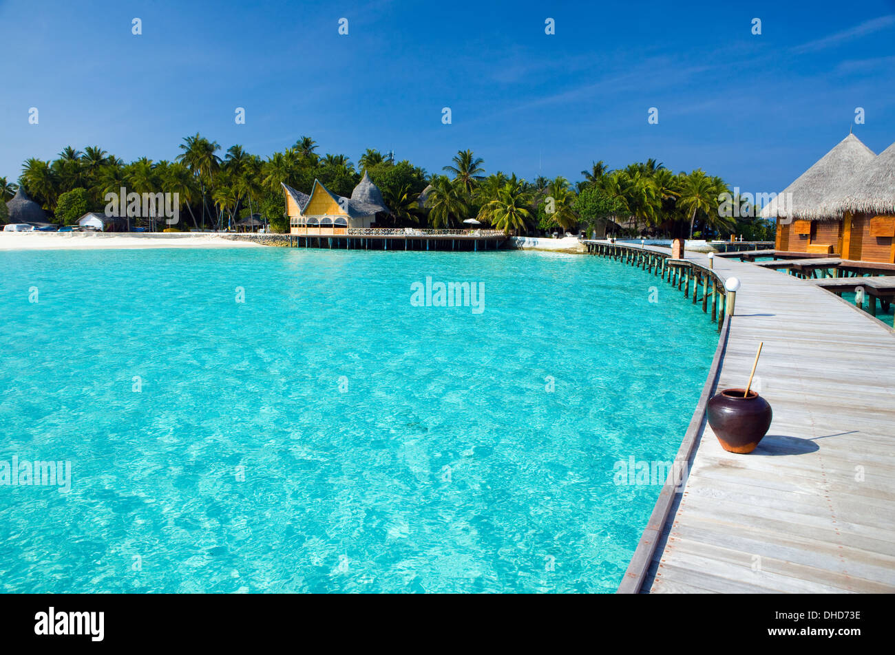 path over ocean from water houses to coast Stock Photo - Alamy