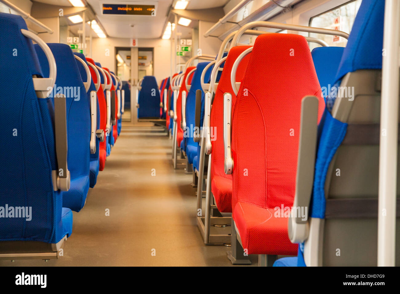 Passenger seats in an empty train Stock Photo - Alamy