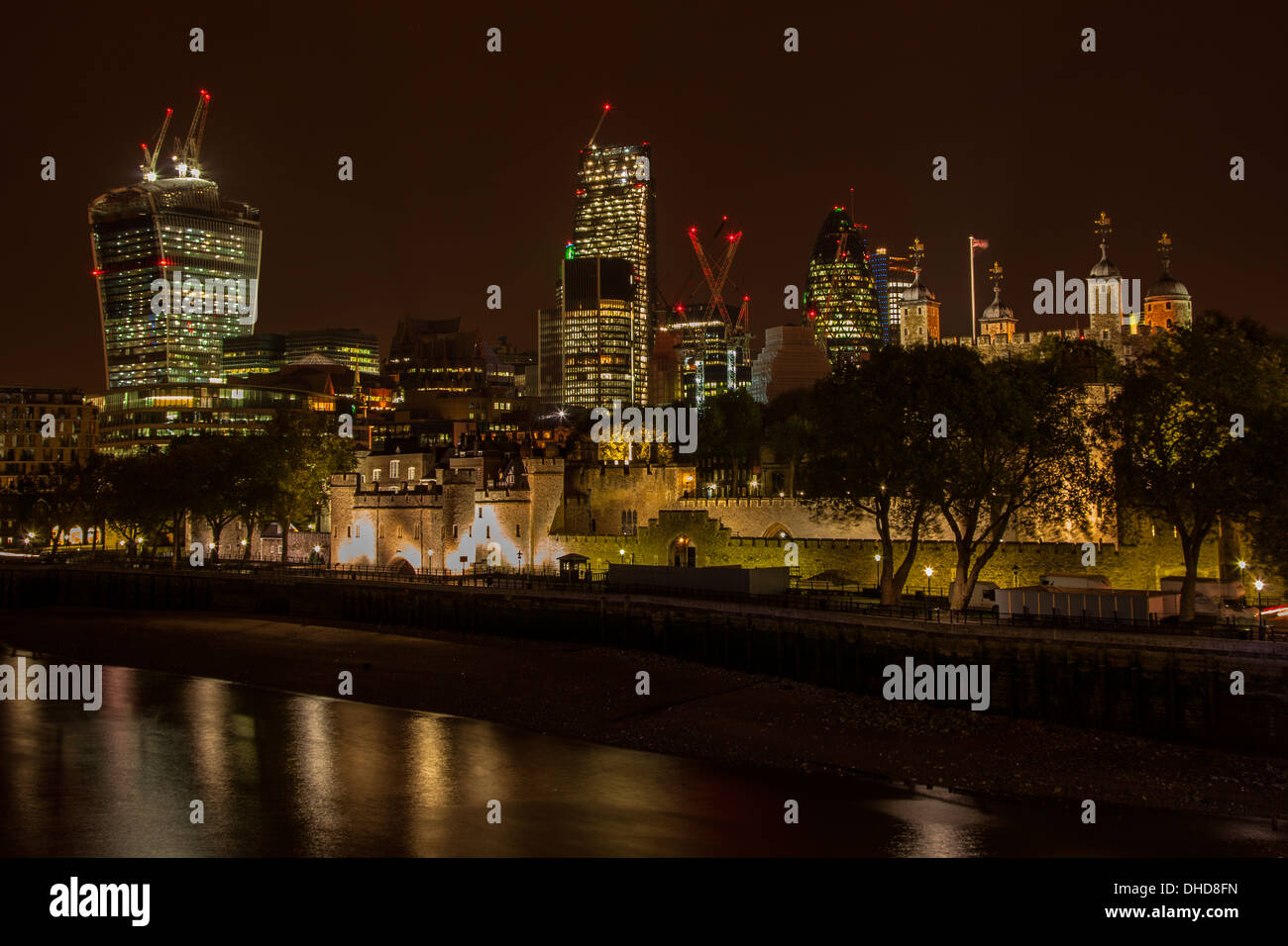 London Skyline at Night Stock Photo - Alamy