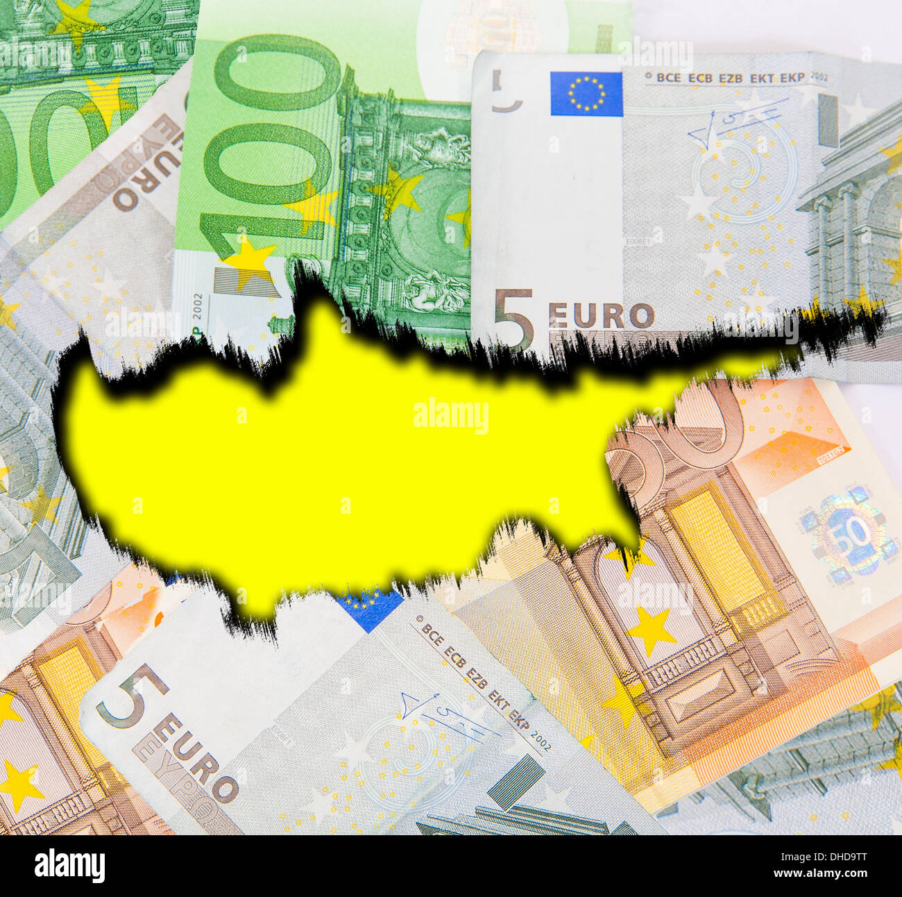 Cyprus on the background of euro money Stock Photo - Alamy