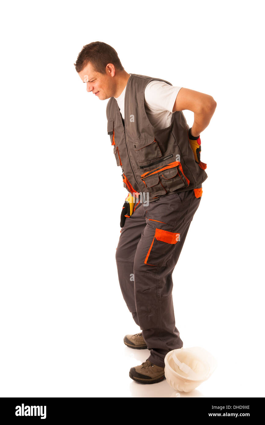 Injury on work - construction worker suffering hard pain in his back ...