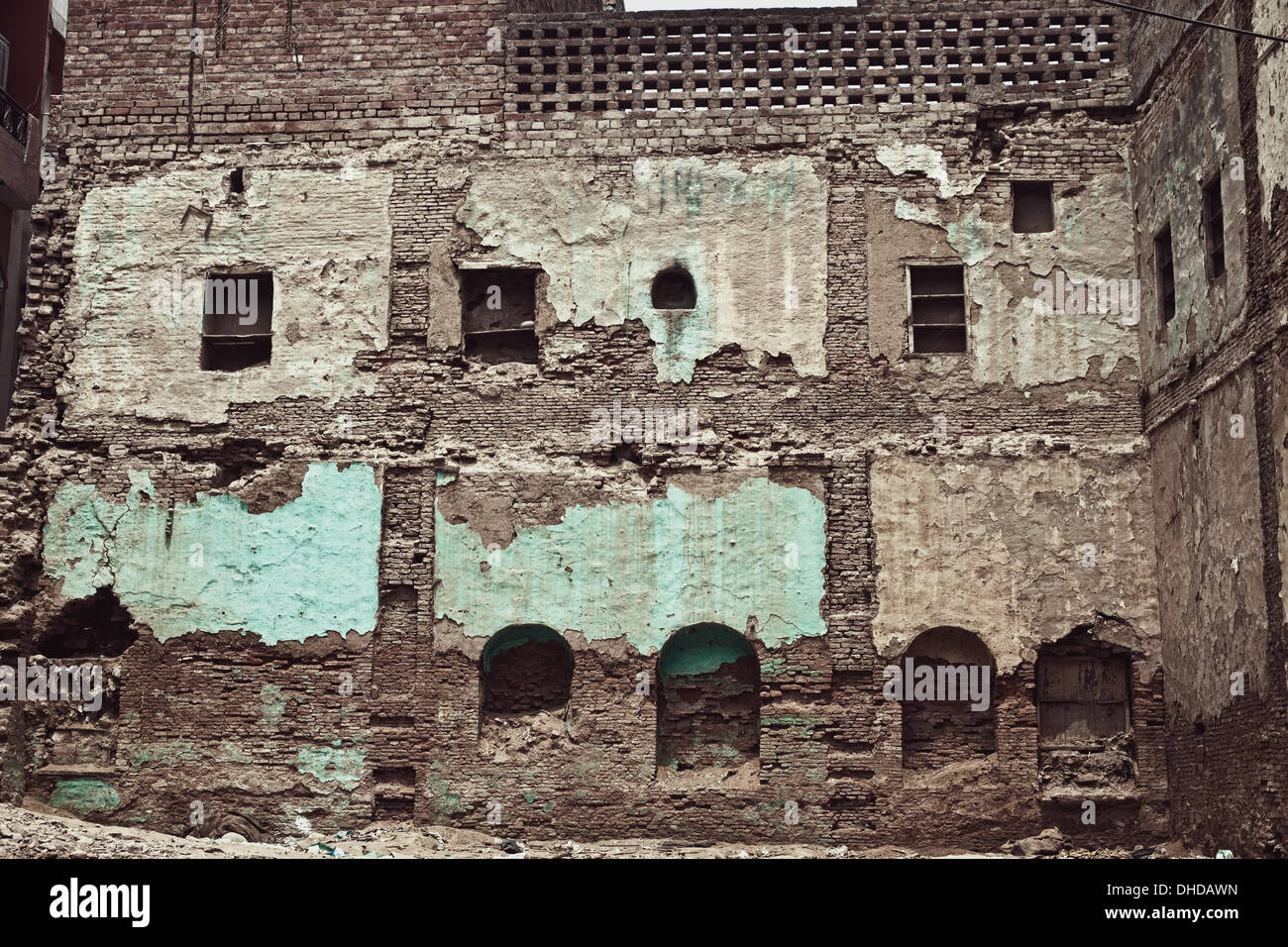 The wall of old ruined brick building Stock Photo - Alamy