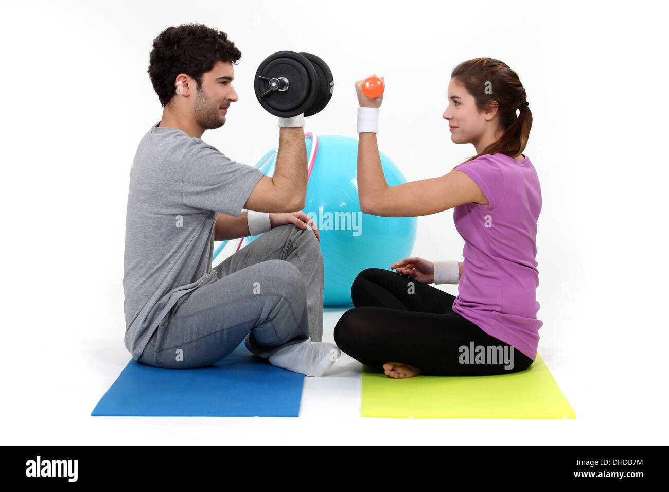Man woman gym couple muscular Cut Out Stock Images & Pictures - Alamy