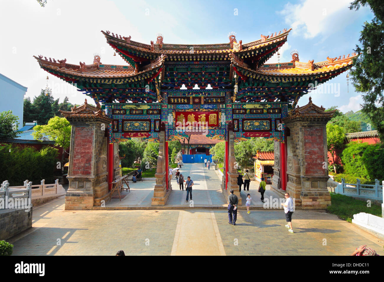 Frontal archway of Yuantong Temple at Kunming city, Yunnan China. It ...