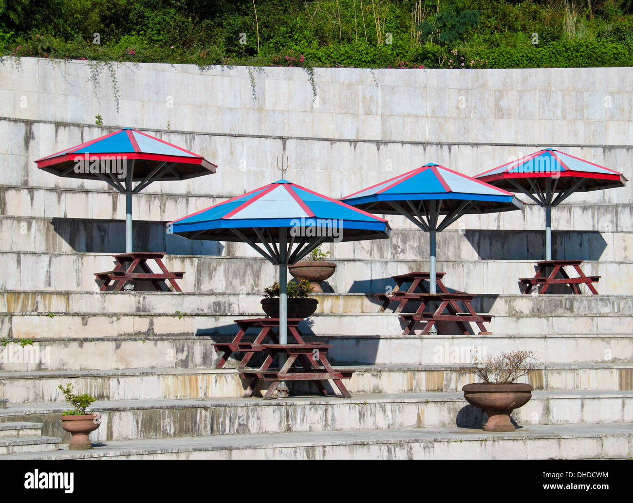 Resting benches on slope Stock Photo - Alamy