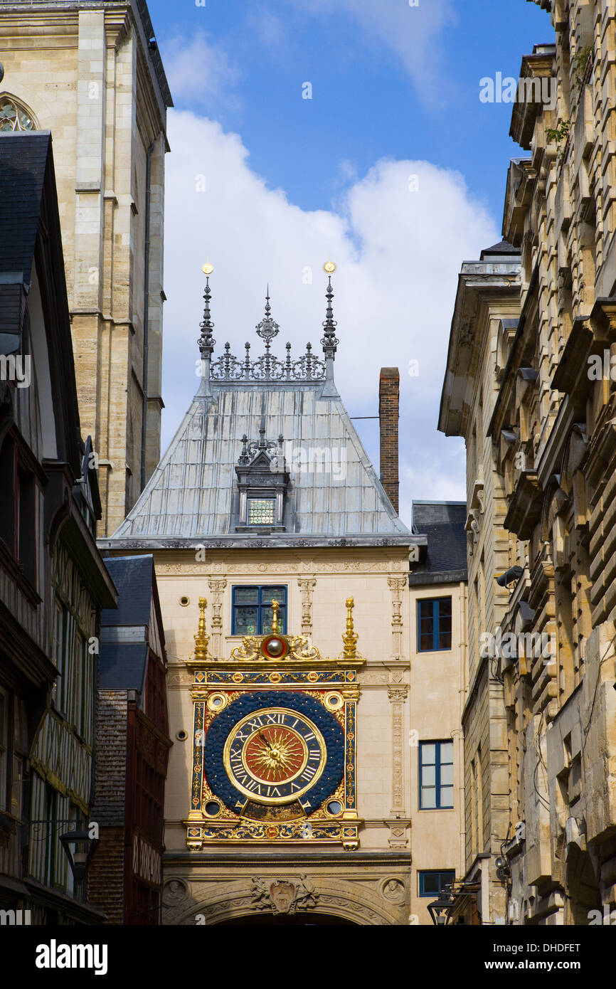 Rouen. The big tower clock- Gros-Horloge Stock Photo - Alamy