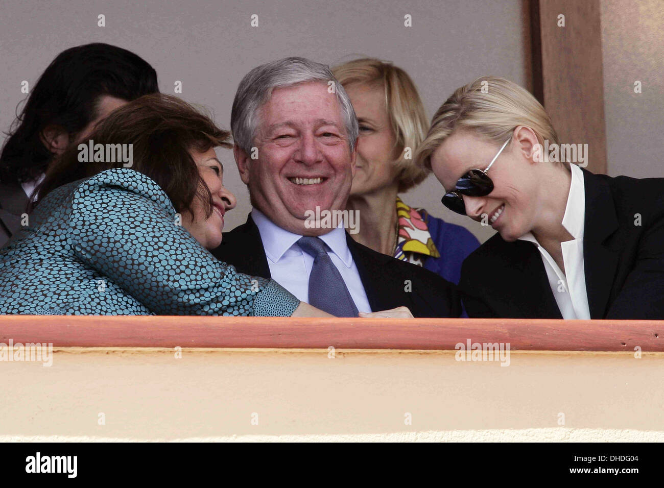 Princess Katherine of Serbia Prince Alexandre II of Serbia and Charlene Wittstock watch final of ...