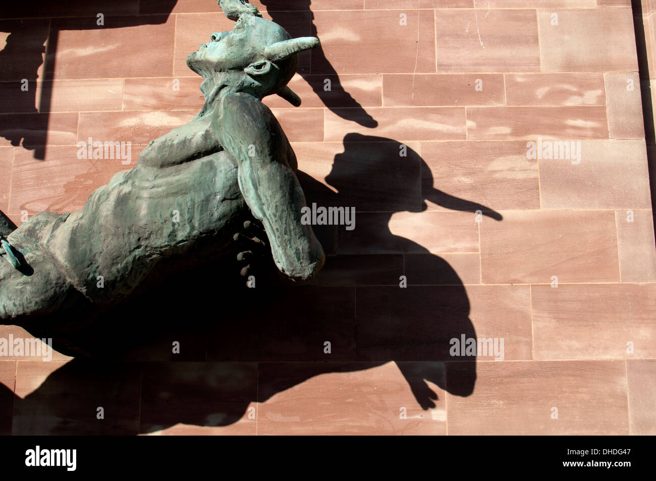 St. Michael and the Devil statue, Coventry Cathedral, UK Stock Photo ...