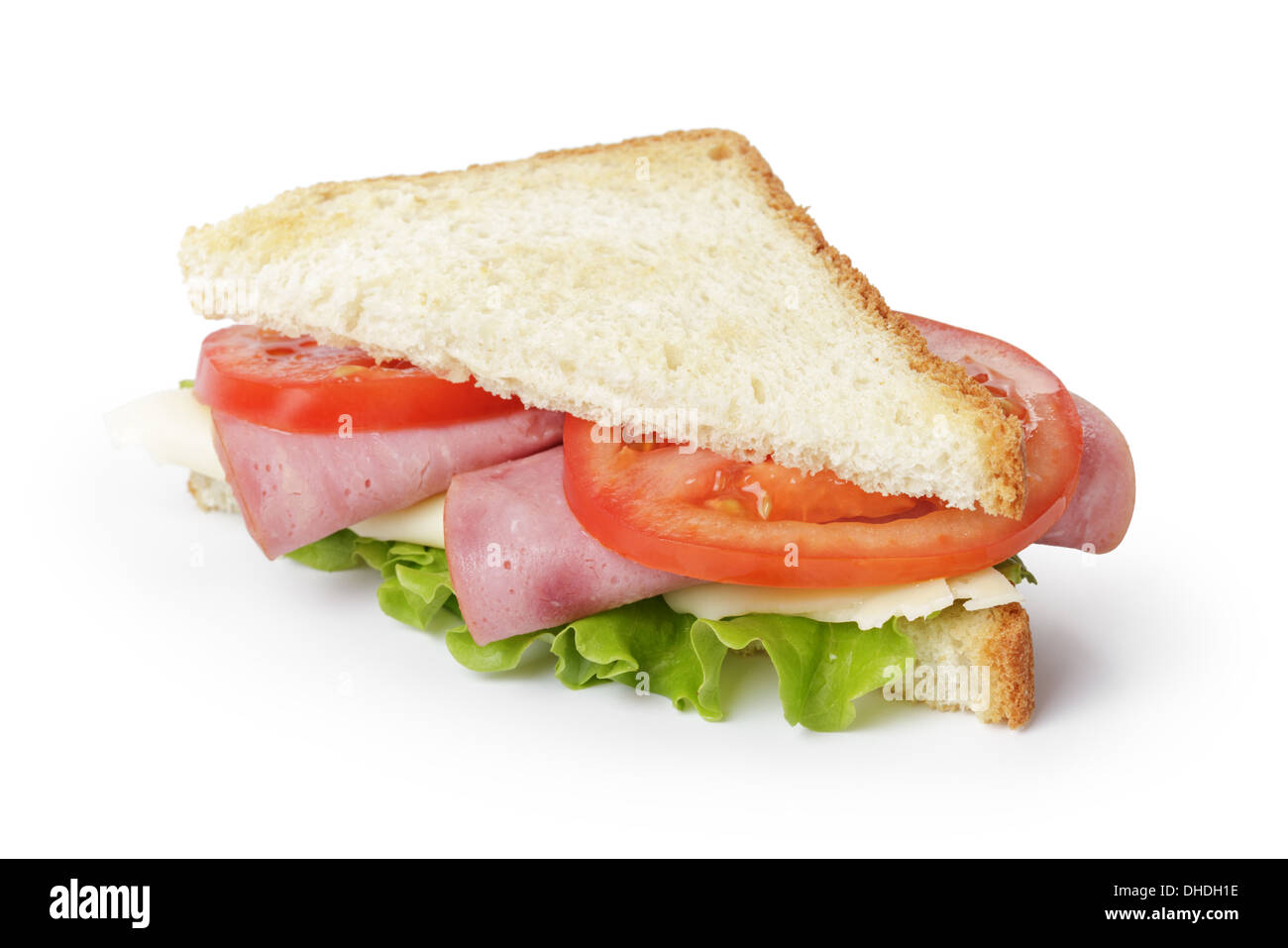 triangle sandwich with ham, cheese and vegetables, isolated Stock Photo ...