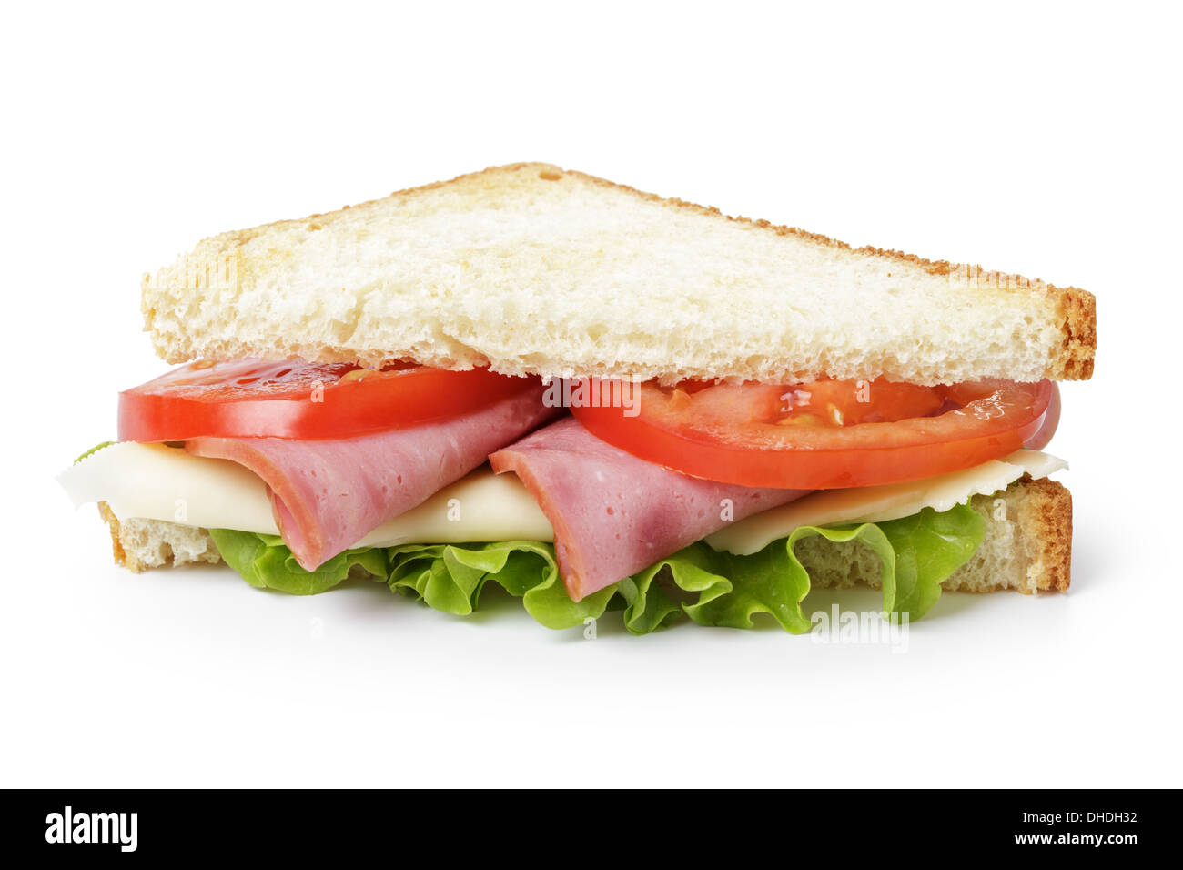 triangle sandwich with ham, cheese and vegetables, isolated Stock Photo ...
