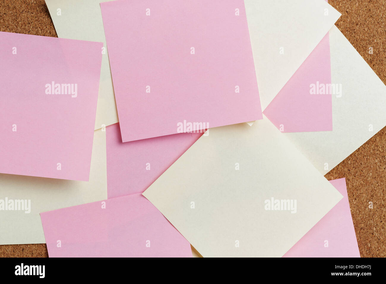 sticky notes on cork board, close up portrait Stock Photo - Alamy