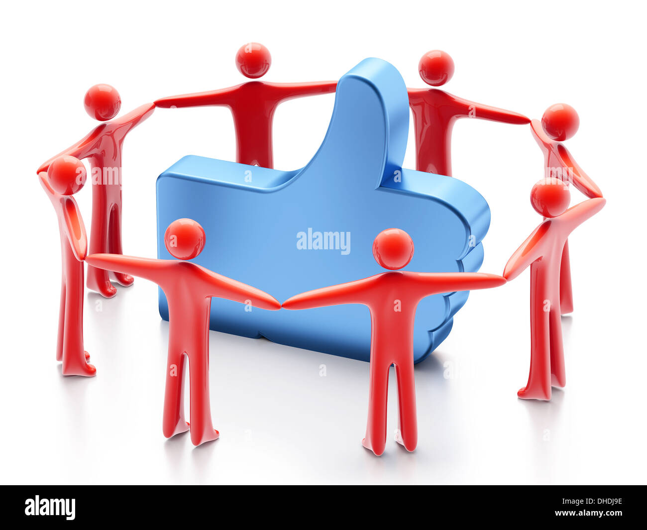 Hand-shaped "Like" symbol and people around Stock Photo - Alamy