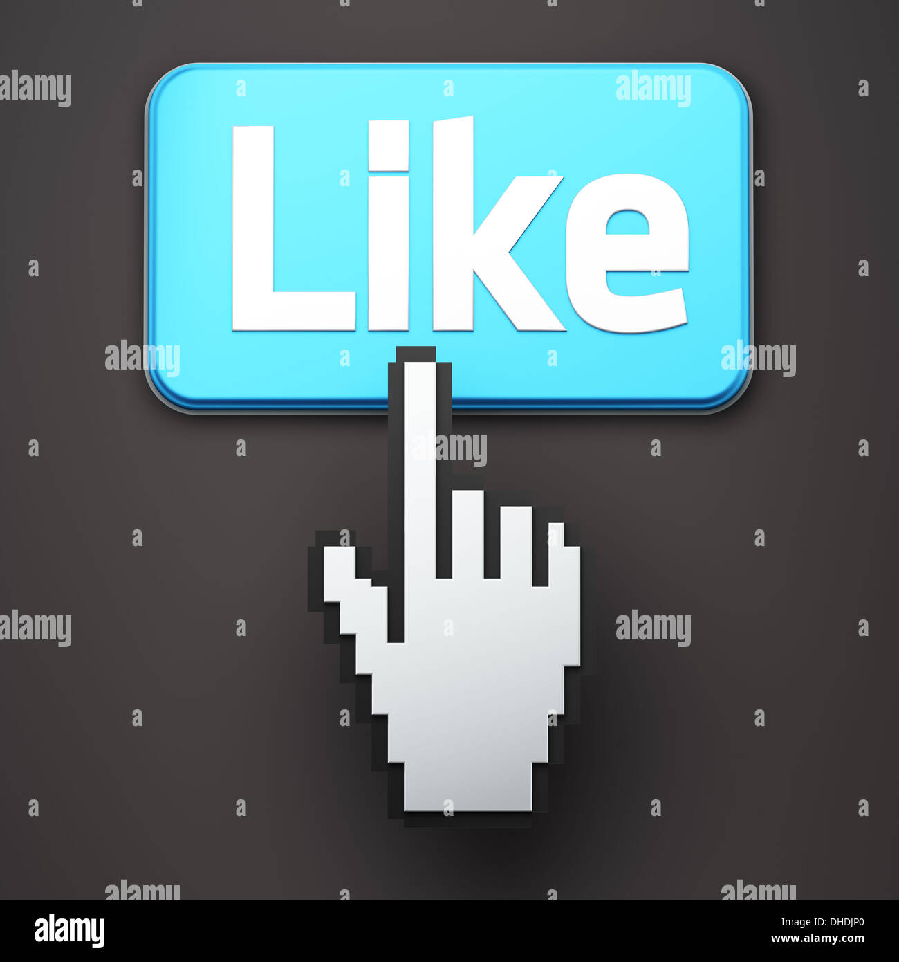 Hand-shaped mouse cursor press Like button Stock Photo - Alamy