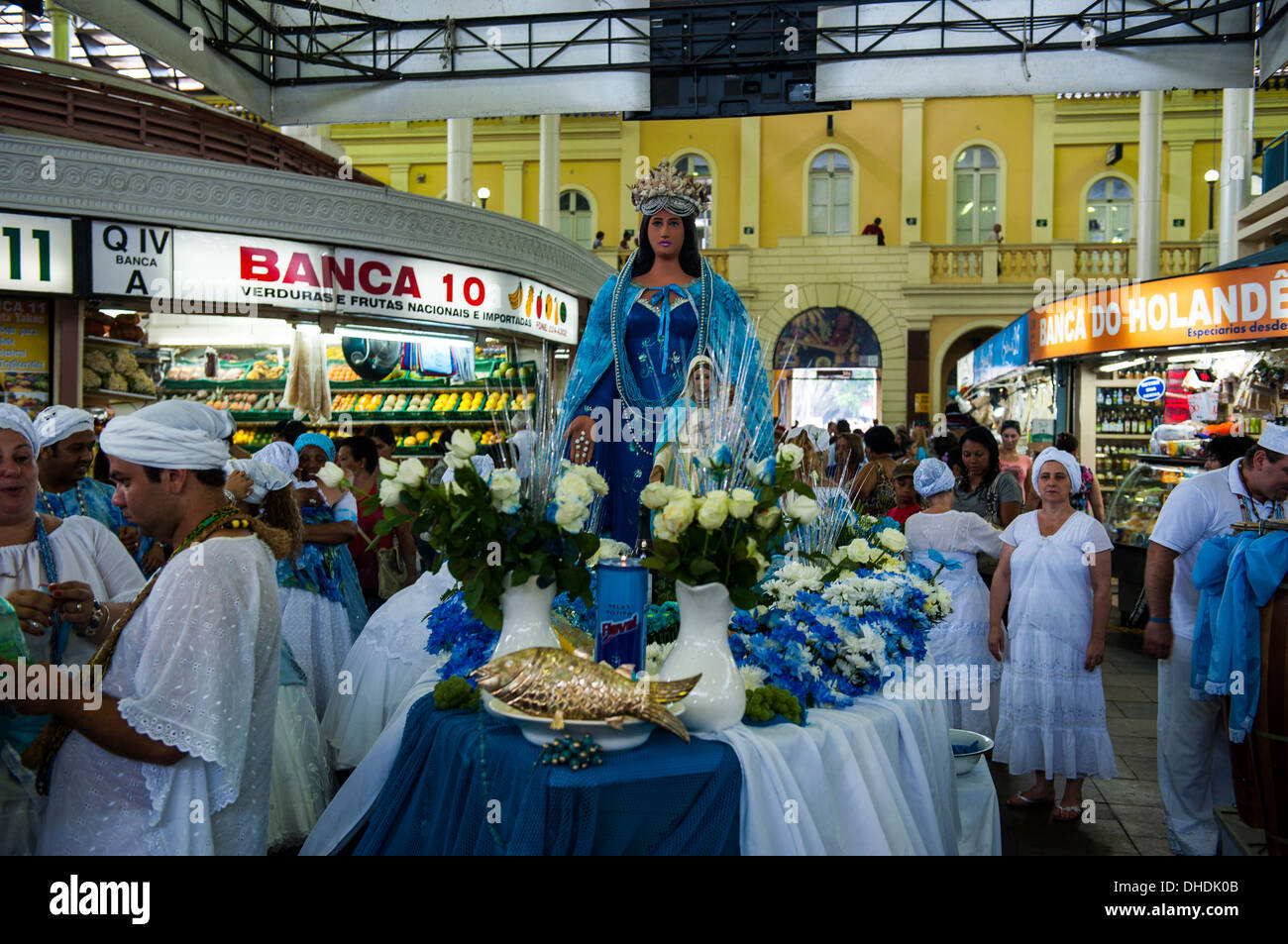 Christian procession in the public market hall in Porto Alegre, Rio ...