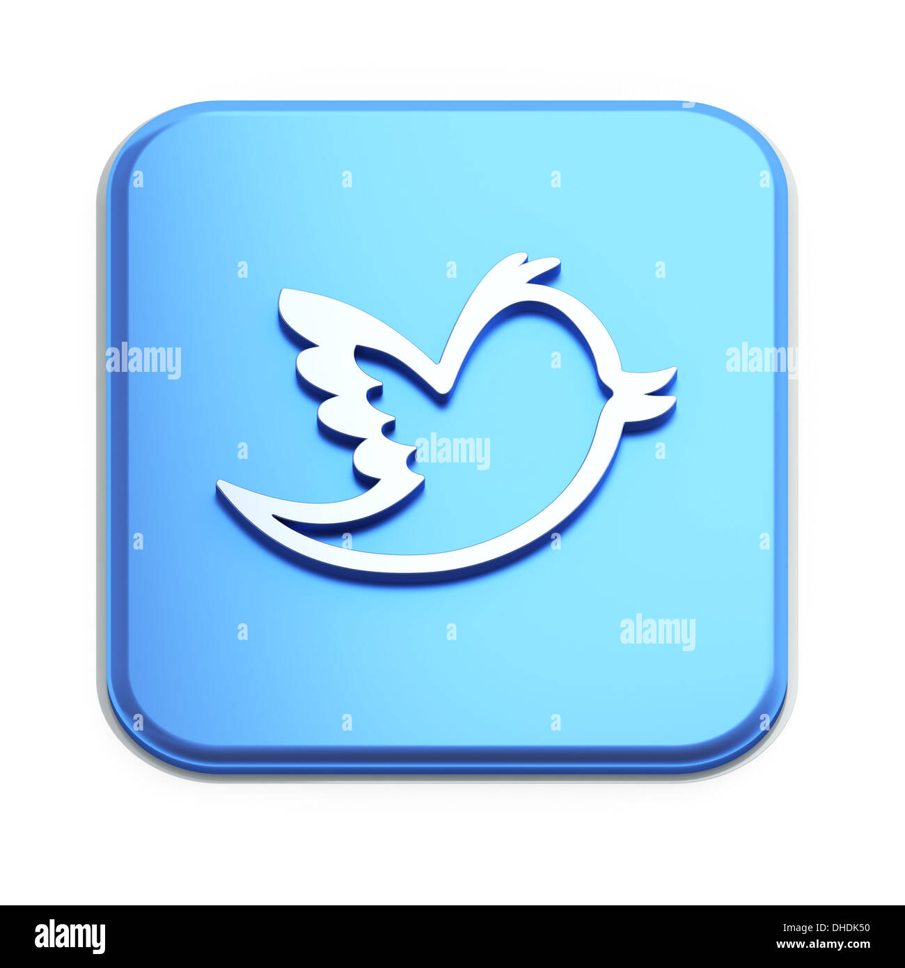 Blue button with Burd in white Stock Photo - Alamy