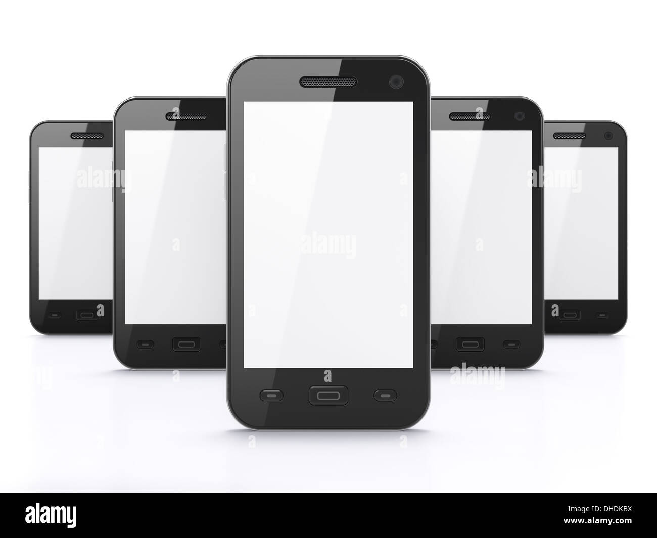 Black smartphones on white background, 3d render Stock Photo - Alamy