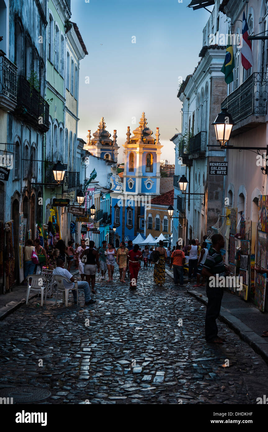 Pedestrian zone in the Pelourinho, UNESCO World Heritage Site, Salvador da Bahia, Bahia, Brazil ...