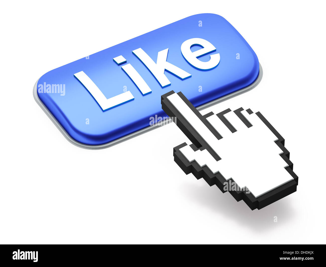 Hand-shaped mouse cursor press Like button Stock Photo - Alamy