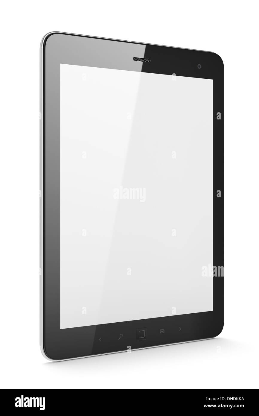 Beautiful black tablet pc on white background Stock Photo - Alamy