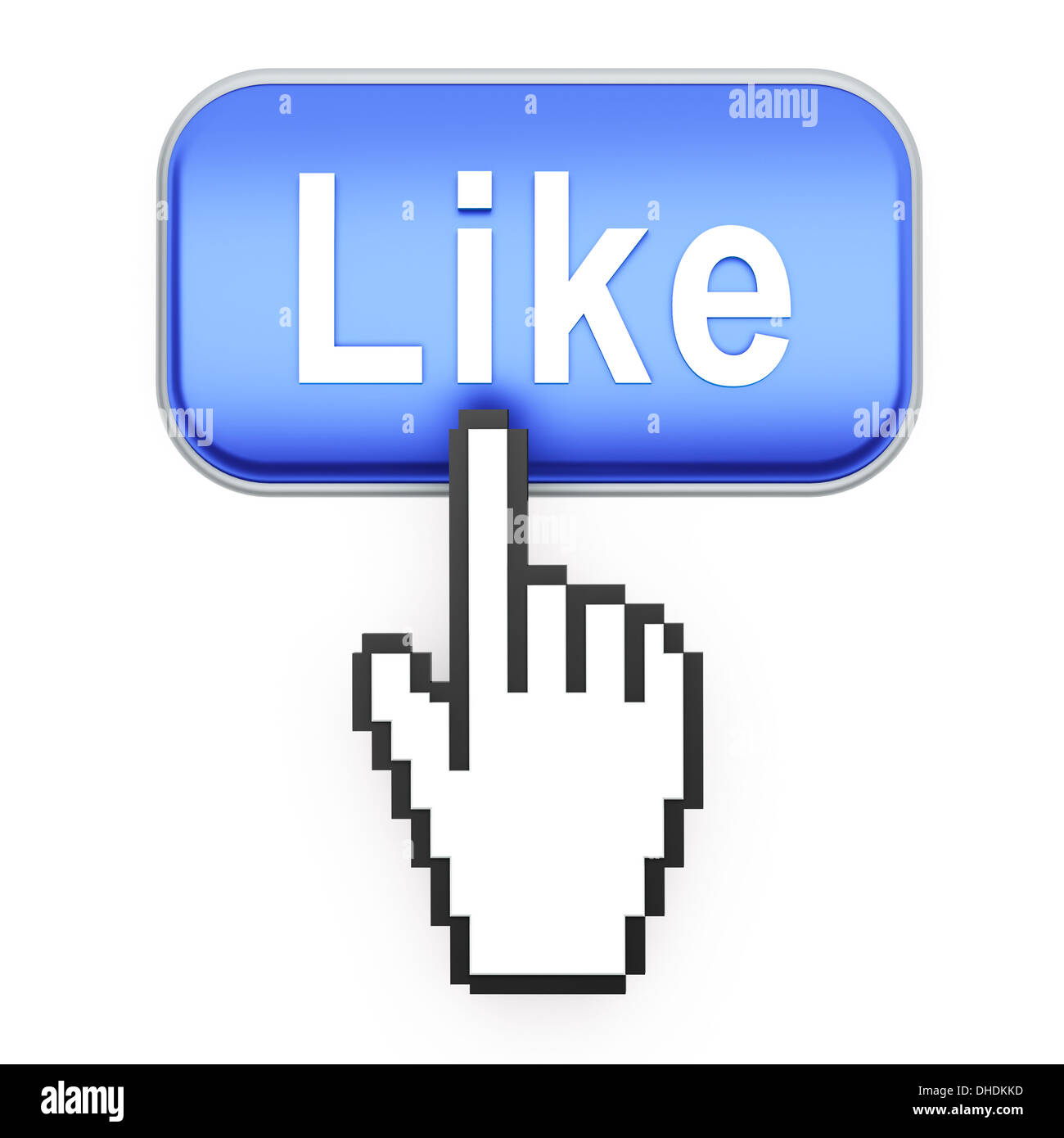 Hand-shaped mouse cursor press Like button Stock Photo - Alamy