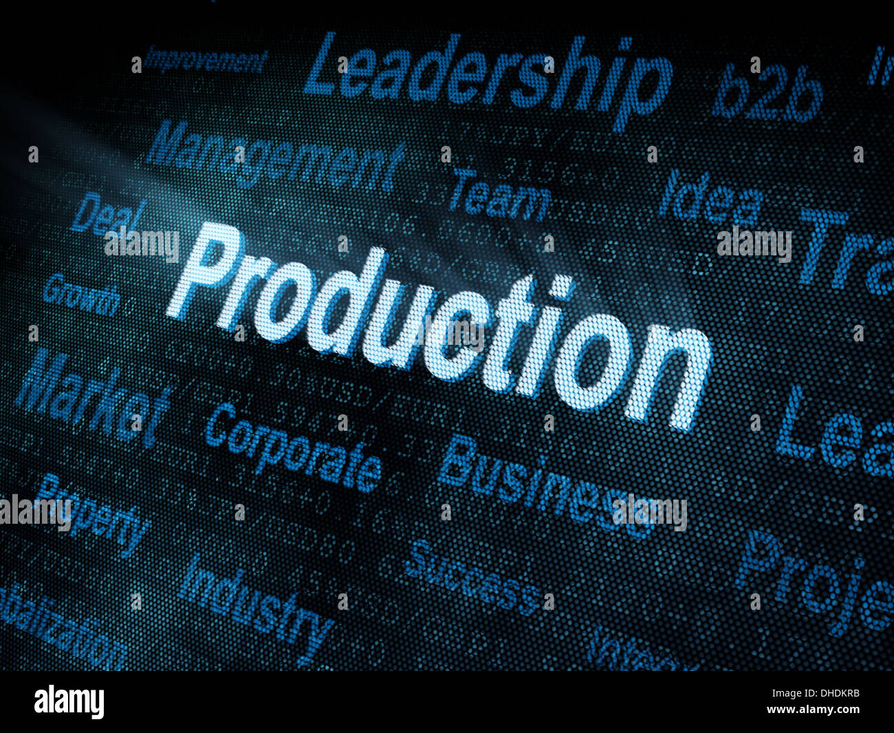 Pixeled word Production on digital screen Stock Photo - Alamy