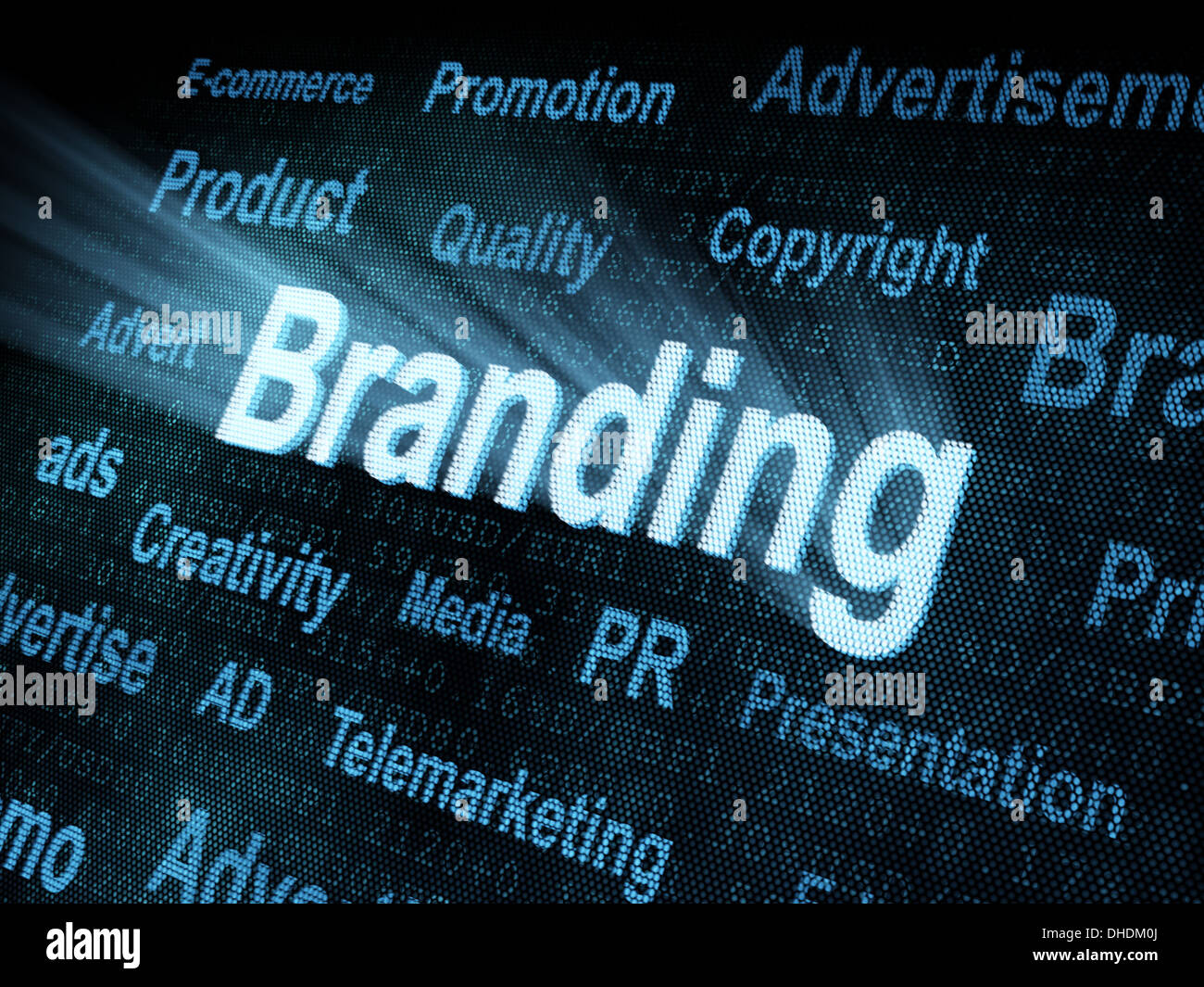 Pixeled word Branding on digital screen Stock Photo - Alamy