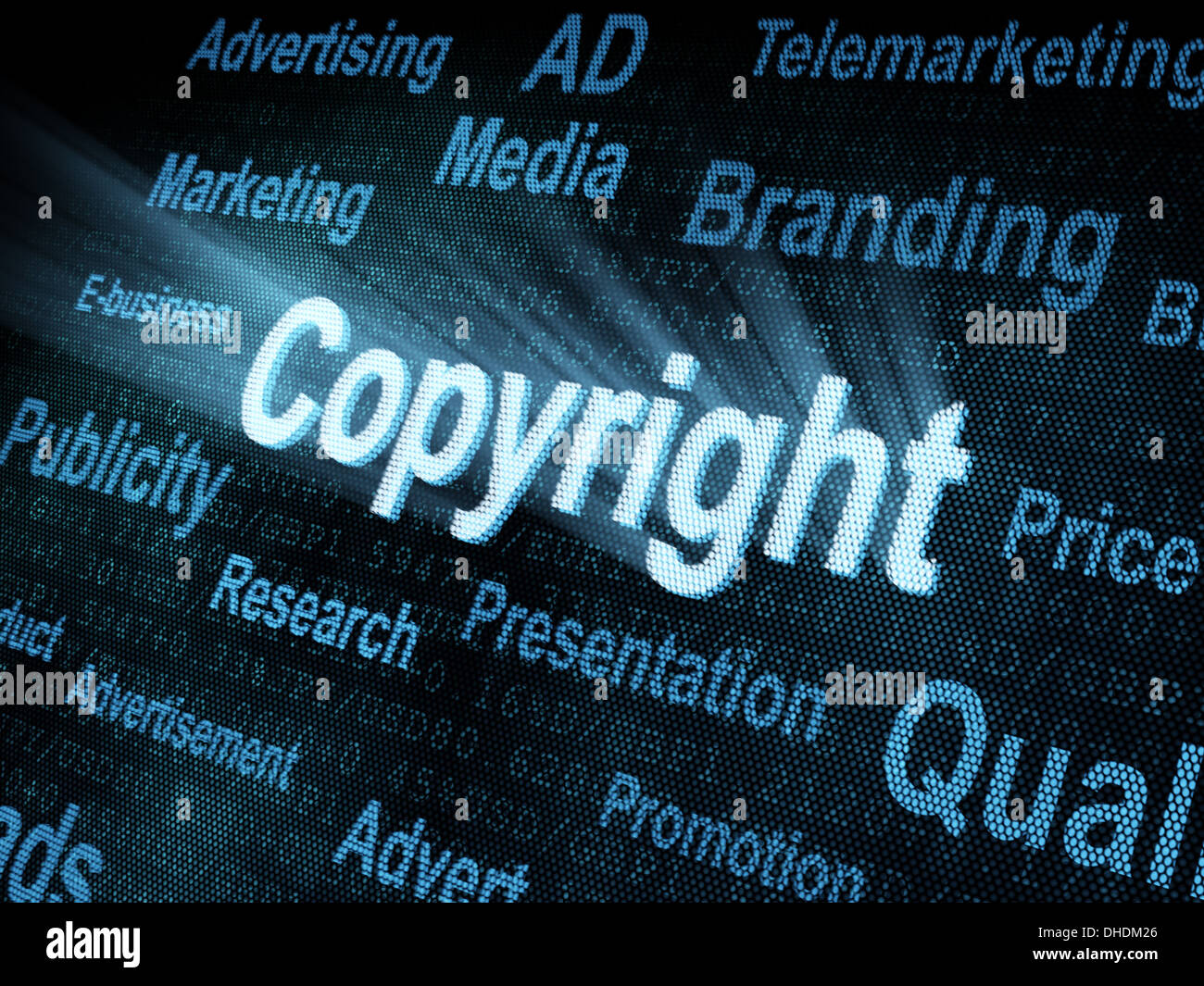 Pixeled word Copyright on digital screen Stock Photo - Alamy