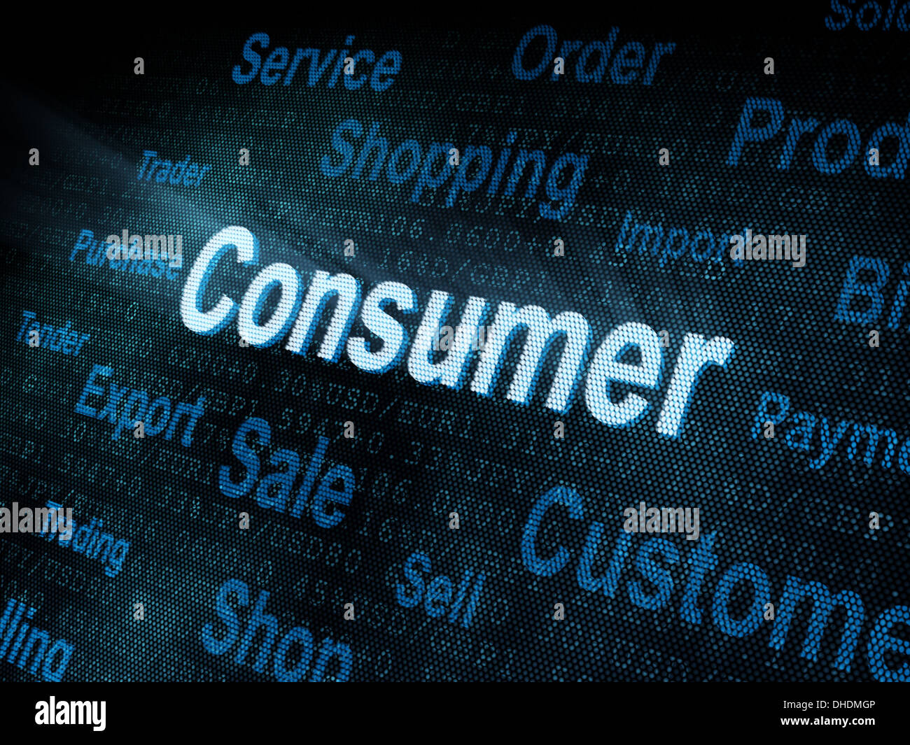 Pixeled word Consumer on digital screen Stock Photo - Alamy
