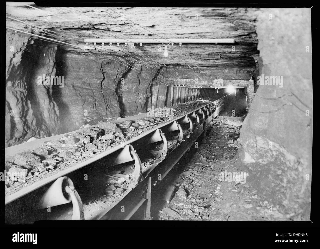 This image shows mining equipment, specifically a conveyor, used in the ...
