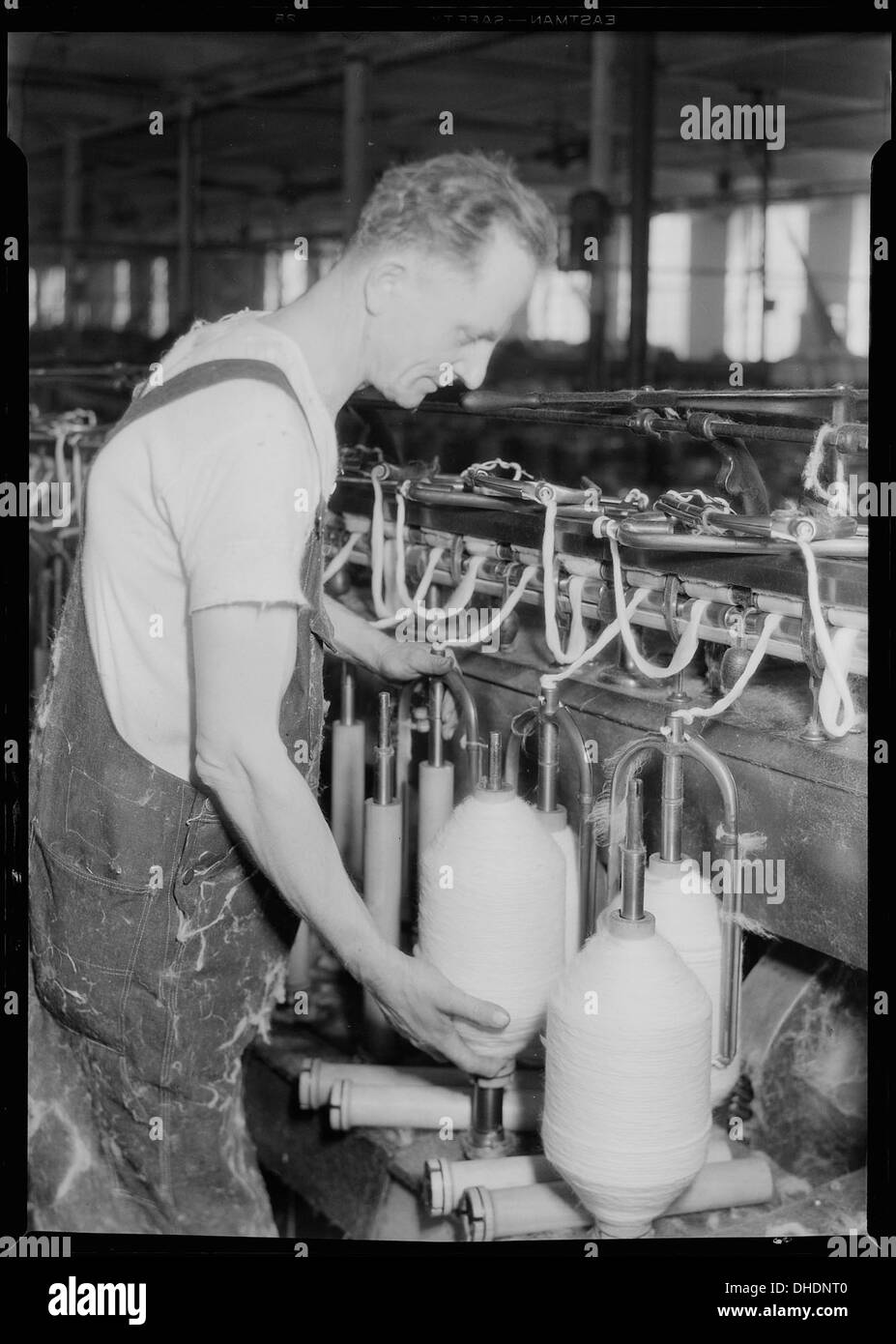 A view of the slubber frame at Pacific Mills in Manchester, New ...