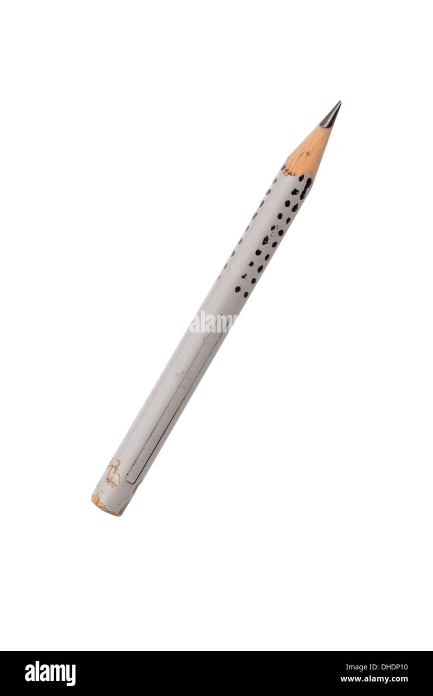 use old short grey pencil, isolated on white Stock Photo - Alamy