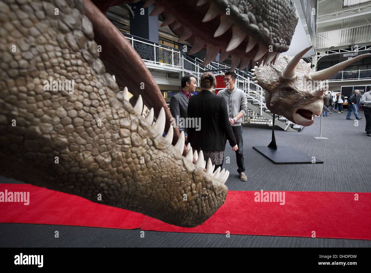 London, UK. 7th Nov, 2013. Crea Zaurus 3D display at the 3D Print Show ...