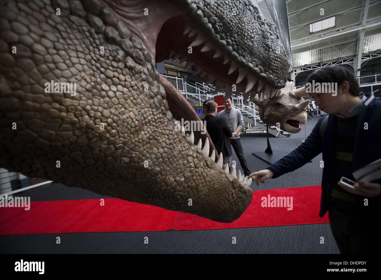 London, UK. 7th Nov, 2013. Crea Zaurus 3D display at the 3D Print Show ...