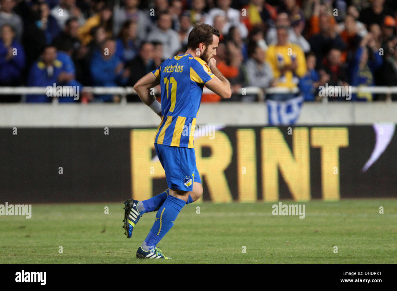 Nicosia, Cyprus. 07th Nov, 2013. Apoel FC player Nectarios Alexandrou ...