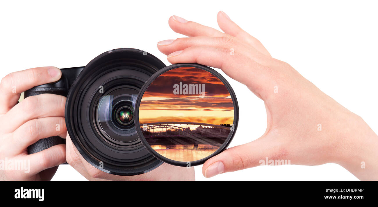 landscape throw camera filter isolated on a white background Stock ...