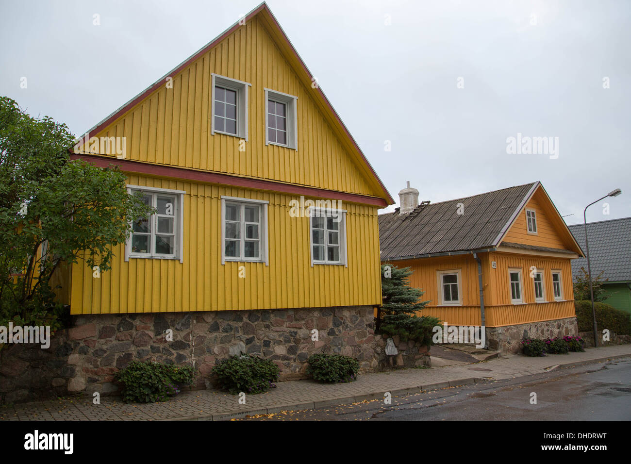 Traditional Wooden Buildings In Lithuanian High Resolution Stock ...
