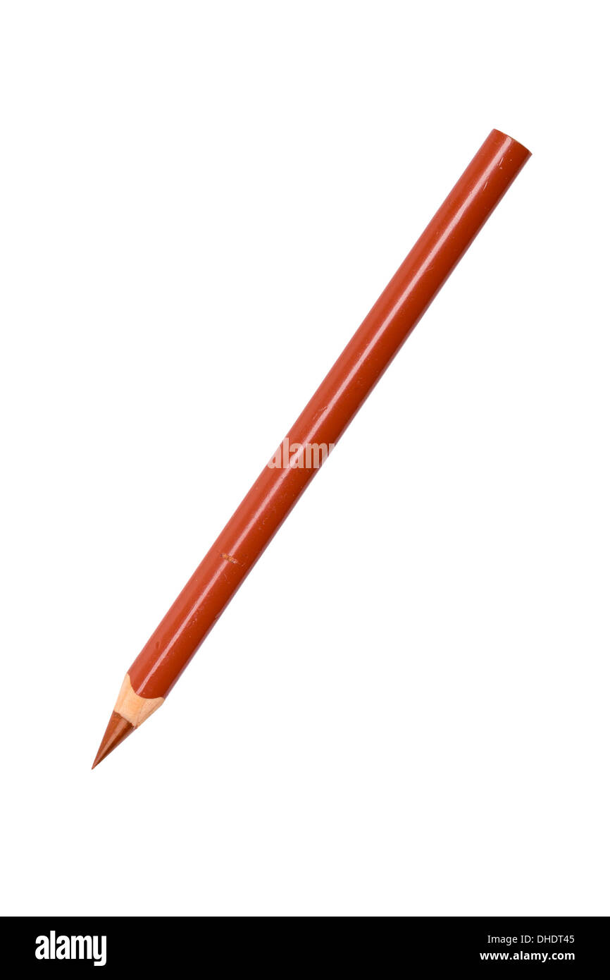 old red ochre coated coloring pencil, isolated on white Stock Photo - Alamy