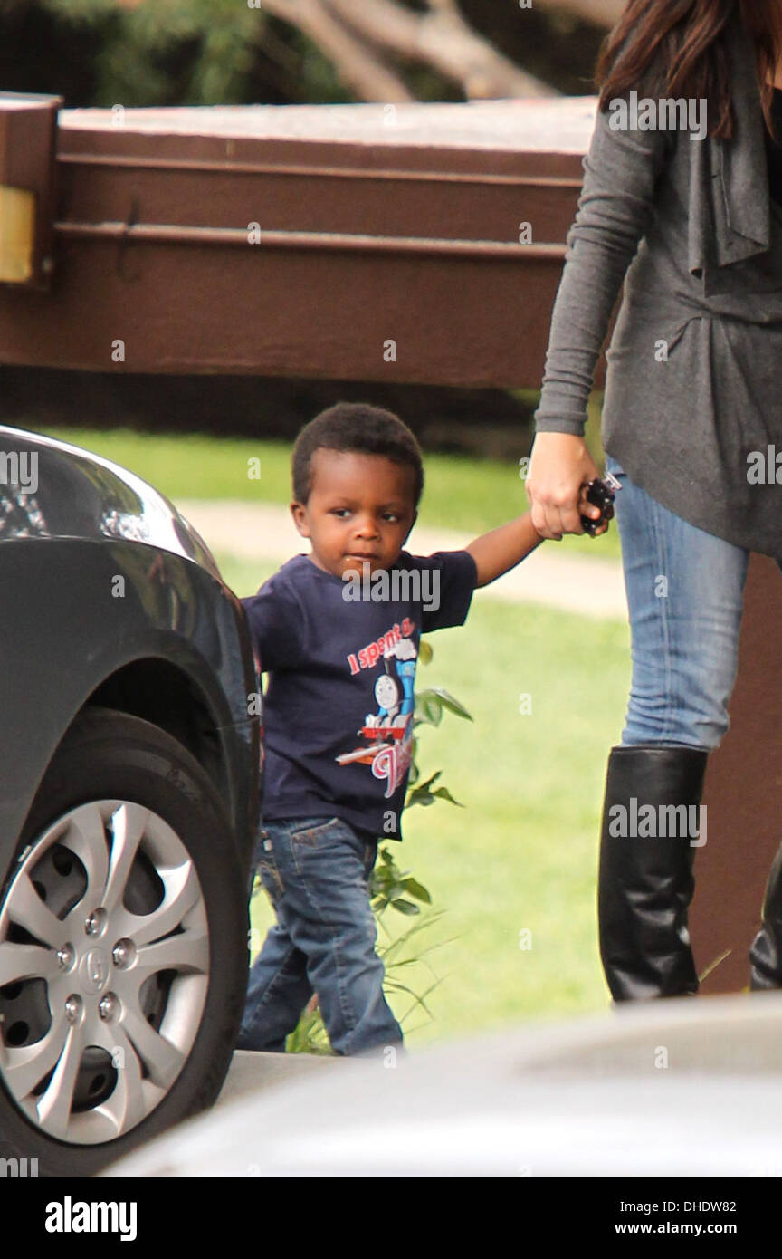 Sandra Bullock is seen taking her son Louis Bardo to school in Sherman ...