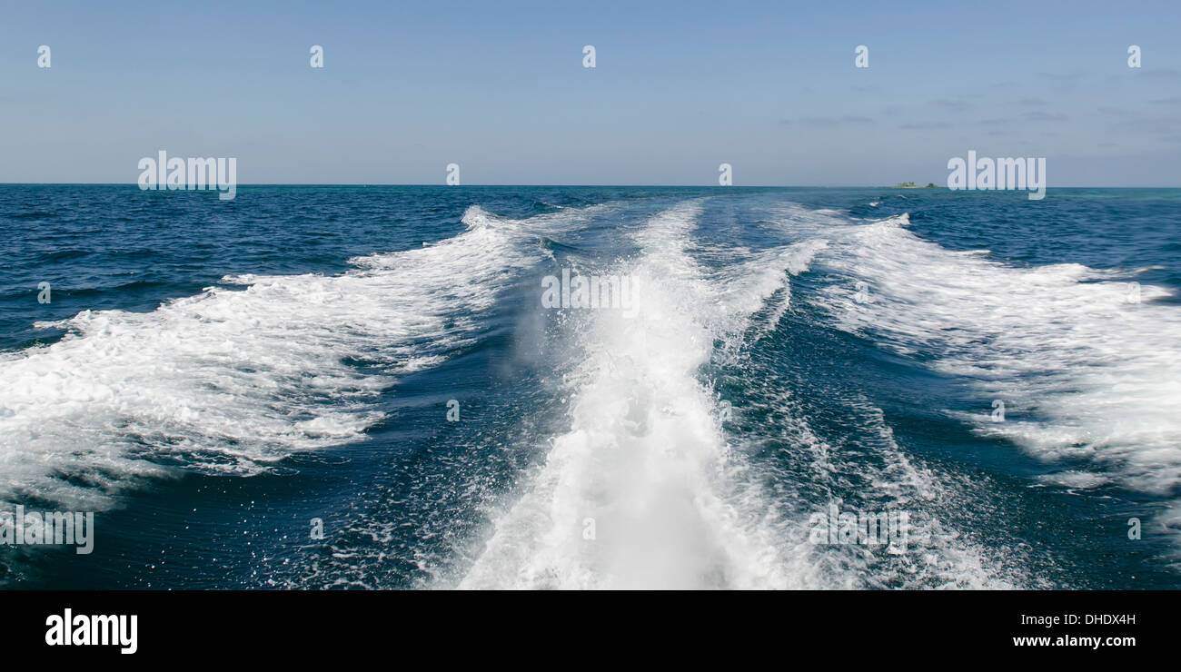 Path In The Water Following A Boat; Utila Island, Honduras Stock Photo ...