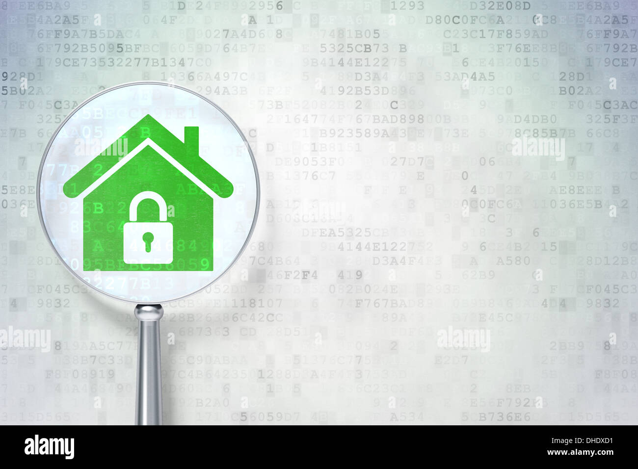 Privacy concept: Home with optical glass on digital background Stock ...