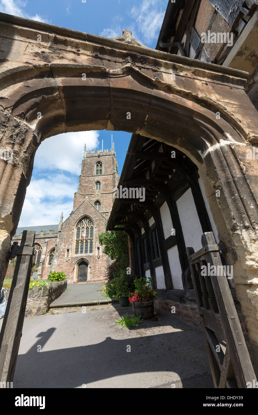 Entrance to Priory Church of St George in Dunster and a historic Grade ...
