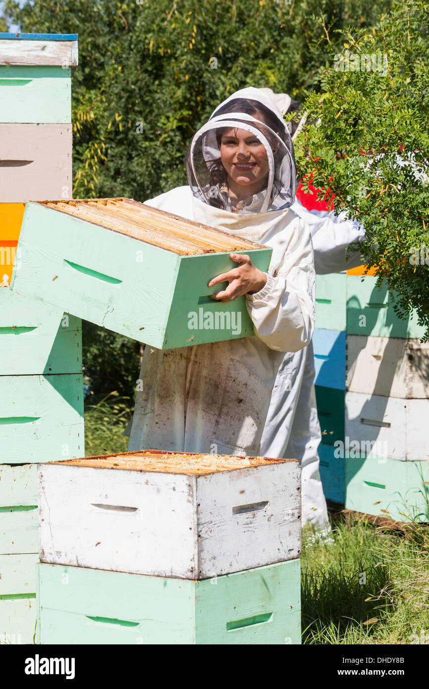 Portrait Of Beekeeper Working At Apiary Stock Photo - Alamy