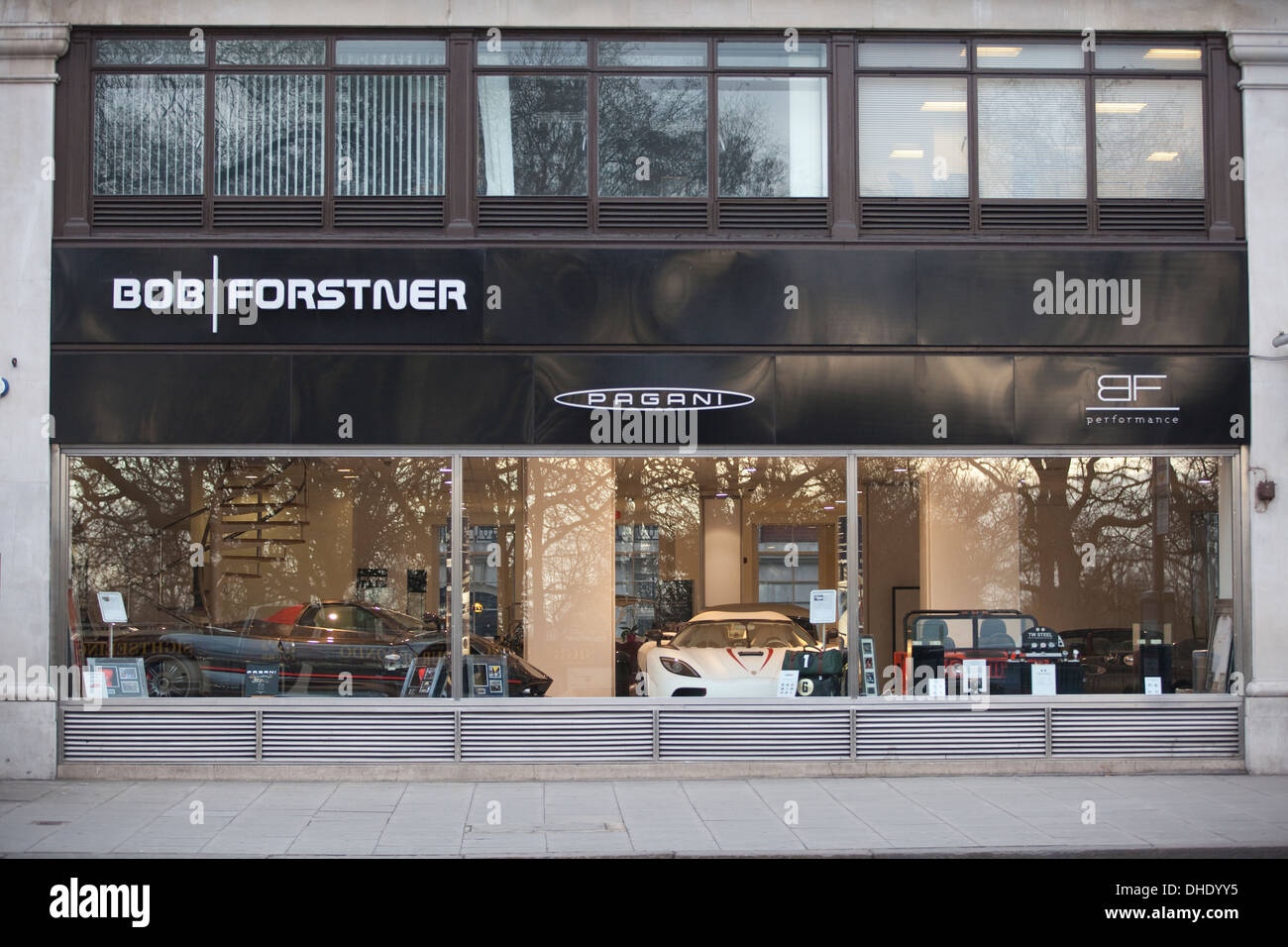 Bob Forstner luxury sports car show room on Park Lane, London, England ...