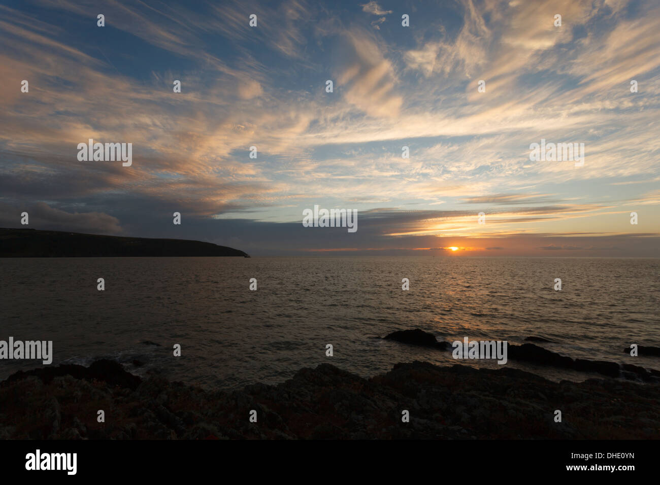 Sunset seen from Gwbert, West Wales Stock Photo - Alamy