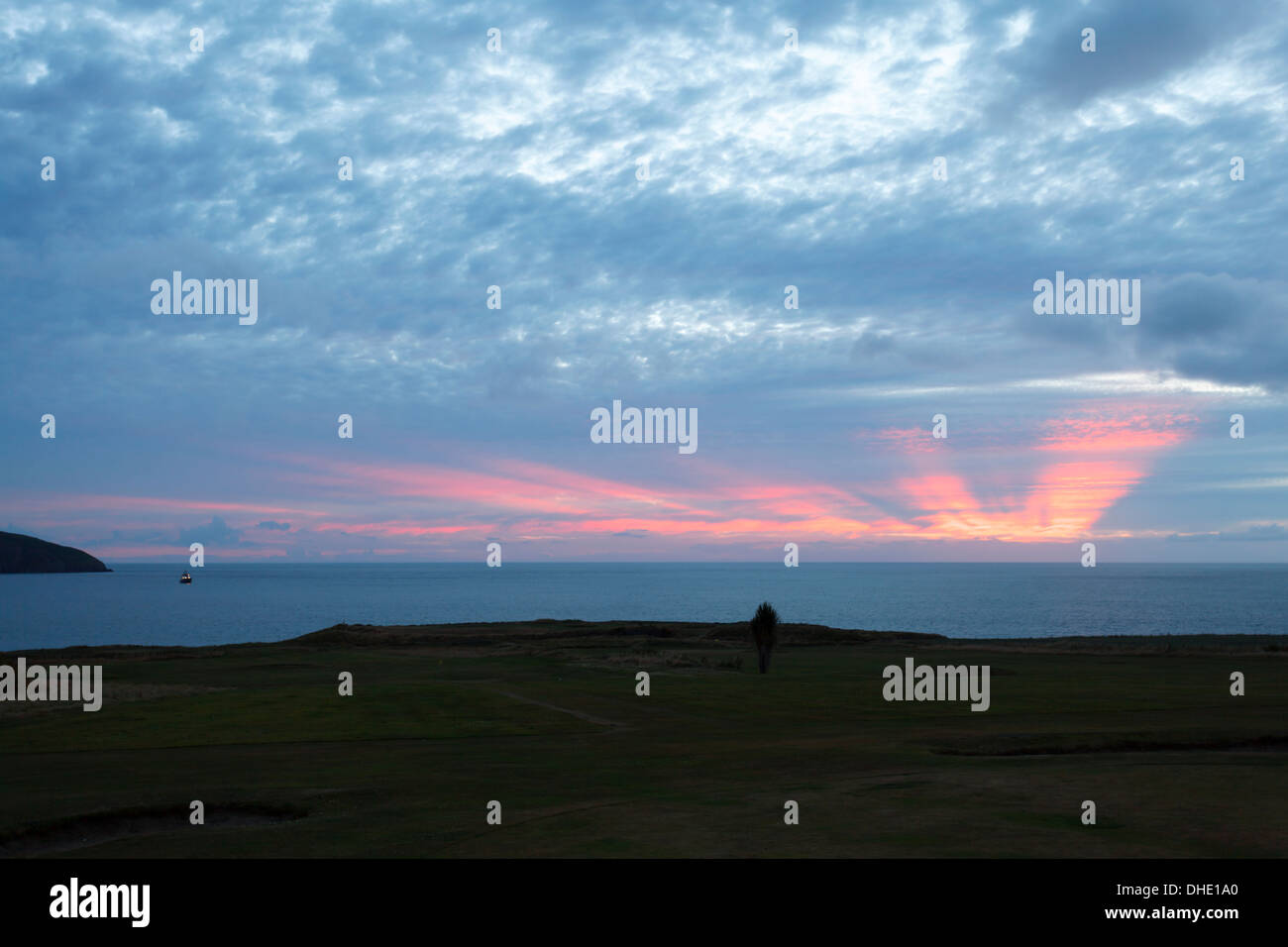 Sunset seen from Gwbert, West Wales Stock Photo - Alamy