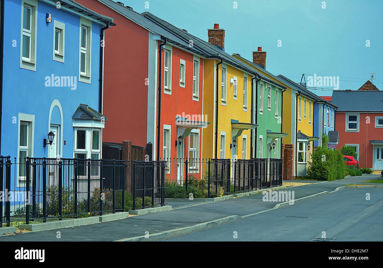 Row of colourful house in Portishead Stock Photo - Alamy