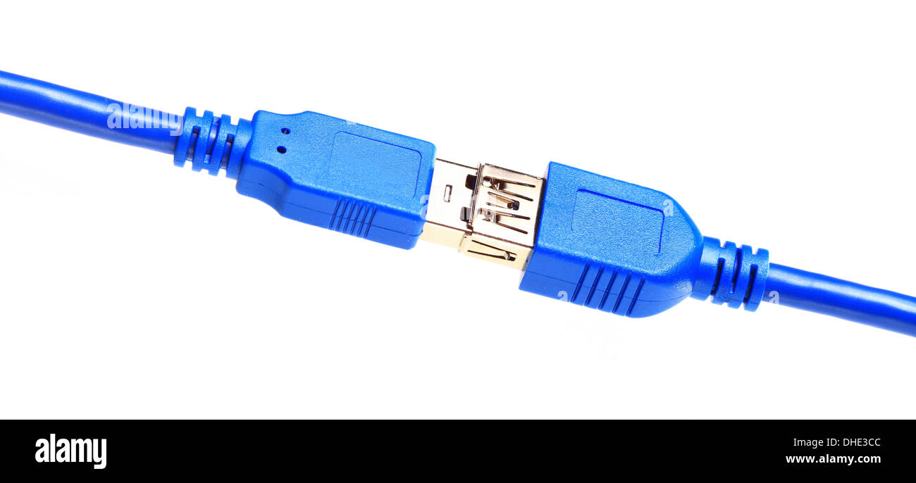 Blue USB cable isolated on white Stock Photo - Alamy